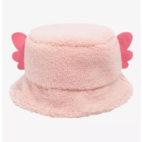 Hot Topic | Accessories | Pink Axolotl Sherpa Bucket Hat | Poshmark